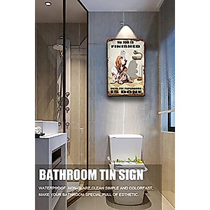 Finamille Basset Hound Dog Bathroom Tin Sign Roll Paper No Job is Finished Vintage Tin Sign for Toilet Bathroom Garden Bar Farm 12inchx8inch