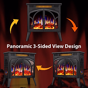 ZAFRO Electric Fireplace Heater,5,100 BTU Freestanding Fireplace with Remote Control and Timing Function,Adjustable Flame Color,500W/1500W,Black