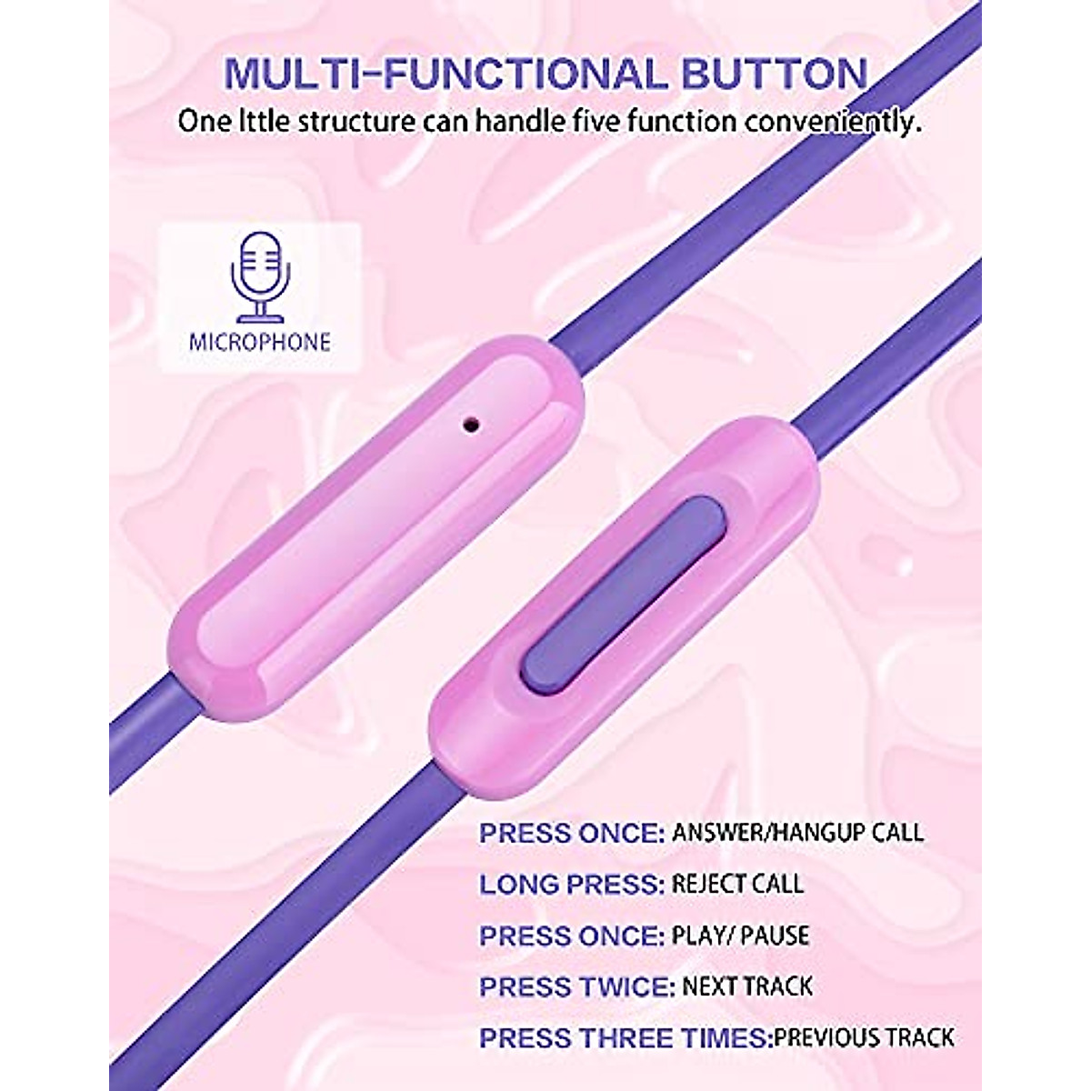 OHEDMEH Wired Earbuds for Kids in-Ear Headphones, Cute Donut Kids Earphones for School, Flat Cable Cute Earbud with Microphone and Lovely Kids Ear Buds Storage Case for Girls Boys and Adults (Purple)