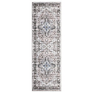 2x6 Runner Rug, Brown Vintage Distressed Washable Rug Runner for Hallway Laundry Room, Ultra-Thin Soft Non-Slip Kitchen Runner Rug for Entryway Bedroom (Brown, 2'x6')