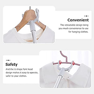 BESPORTBLE Metal Hangers Balcony Clothes Pole Clothes Drying Rod Clothes Drying Fork Rod Retractable Clothes Fork Hanger Simple Clothes Drying Rod 1Pc Household Clothes Fork Clothesline Outdoor