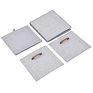 MaidMAX 2 Tiers Collapsible Storage Organizer, Fabric Cube Bins, Pull-Down Doors with 2 Wooden Handles for Closet, Home, Office, Free Standing, Grey