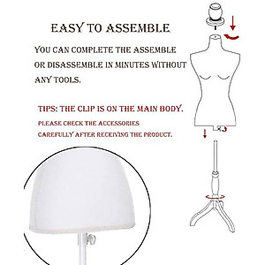 Female Dress Form Mannequin Torso Adjustable Height Mannequin Body with Tripod Stand for Clothing Dress Jewelry Display, White