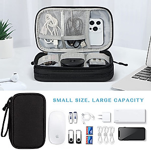 FYY Electronic Organizer, [2 PCs]Travel Cable Organizer Bag Electronic Accessories Carry Case Portable Waterproof Double Layers Storage Bag for Cable, Charger, Phone, Earphone, Medium Size-Black+Black