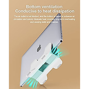 Hagibis Vertical Laptop Stand Desktop for Desk Gravity Locking Holder Dock Save Space Improves Airflow for MacBook Pro, Mac Mini, Surface, HP, Dell, Chrome Book (White ABS)