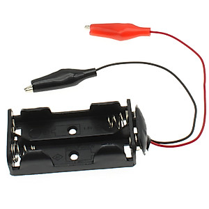 LBTODH 2Sets 2X 1.5V Battery Holder with T Type Wired Battery Alligator Clip Standard Snap Connector kit 3V Thicken Plastic Battery Case