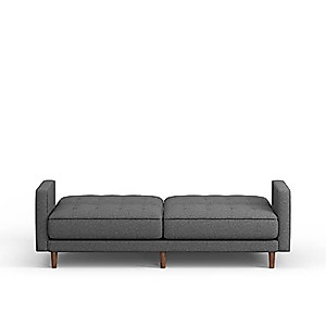 Glenwillow Home 81.5" Mies Square Arm Sleeper Sofa with 32-Button Tufting in MCM Vintage Design in Dark Grey
