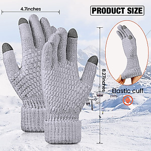 SATINIOR 6 Pair Women Touch Screen Winter Gloves Fleece Lined Knit Mitten for Woman Girl (Gray, Black, Apricot), One Size