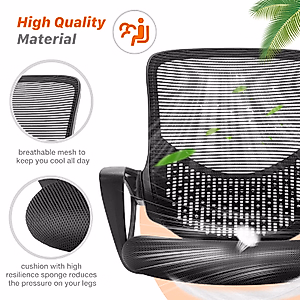 AFO Mid-Back Mesh Tall Drafting Stool Office Chairs with Armrest for Standing Desk Adjustable Foot Ring, Black