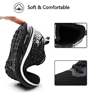 RUMPRA Women Sneakers Lightweight Air Cushion Gym Fashion Shoes Breathable Walking Running Athletic Sport(B-Black,US 8.5