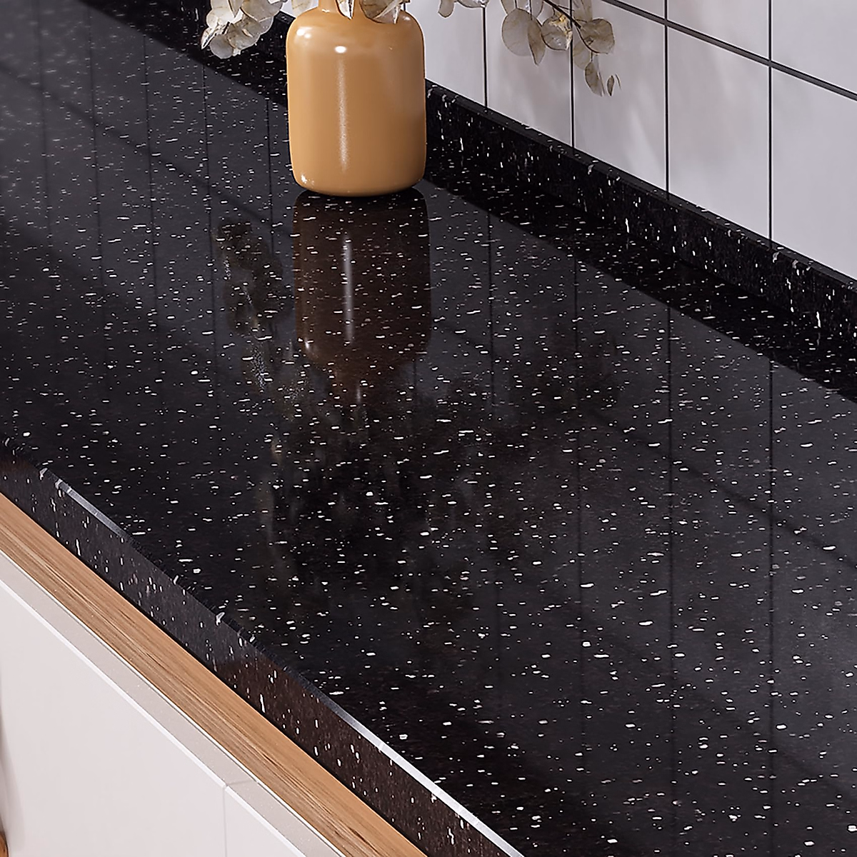 Livelynine Galaxy Black Granite Contact Paper for Countertops Waterproof Marble Countertop Peel and Stick Counter Top Covers Kitchen Wallpaper Self Adhesive Desk Vinyl Wrap Bathroom Sticker 15.8x78.8