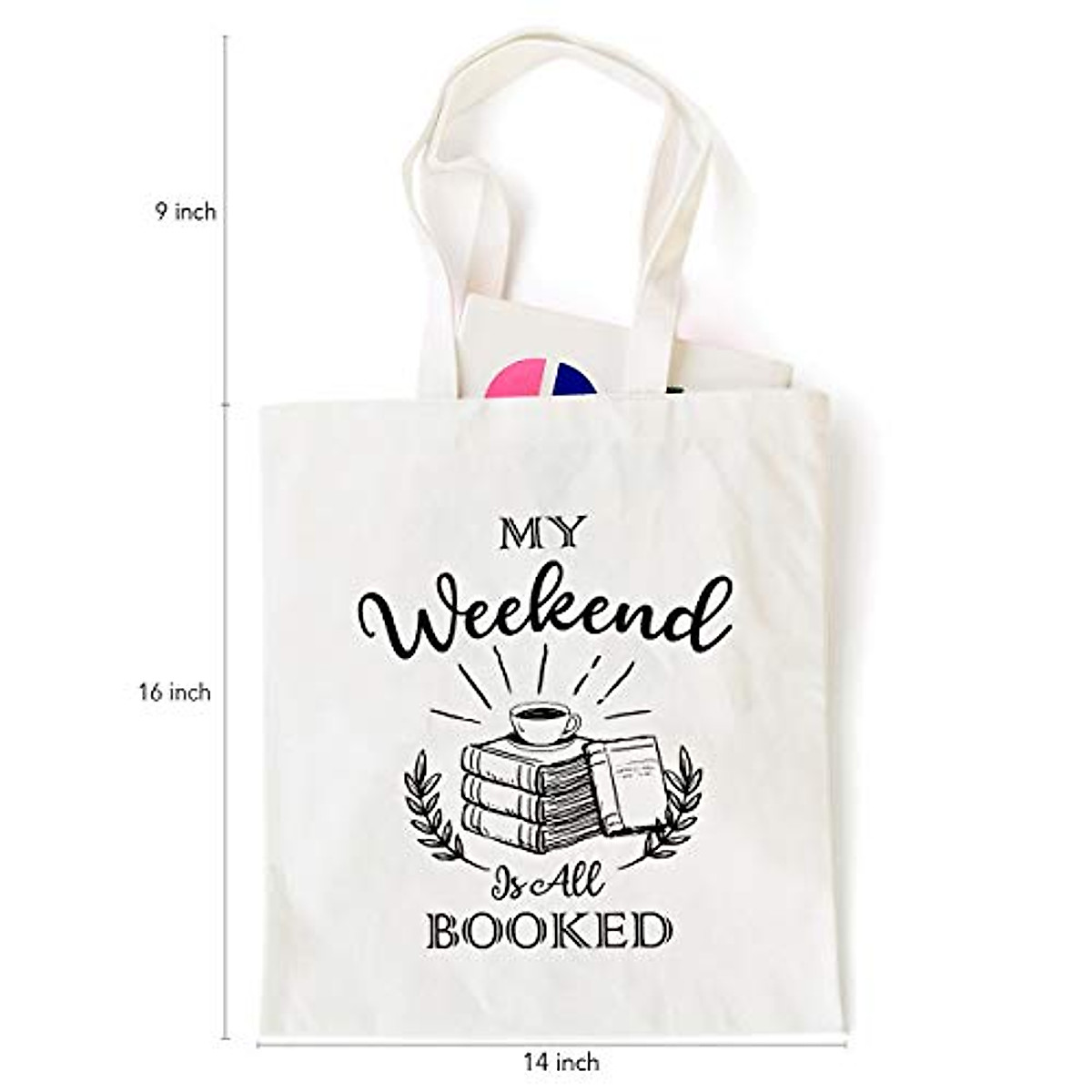 Ihopes My Weekend Is All Booked Reusable Tote Bag | Library Canvas Tote Bag Bag Gift for Men Women Friends