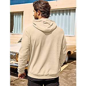 COOFANDY Men's Casual Hoodie Hipster Tactical Sweatshirt Athletic Pullover Hooded Sweatshirt Khaki