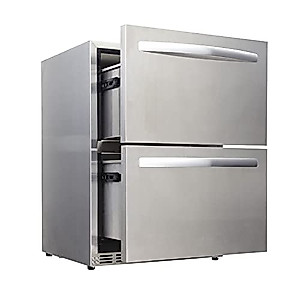 HCK 24 inch Weather Proof Design Indoor and Outdoor Undercounter Drawer Fridge, Built-in Beverage Refrigerator for Home and Commercial Use, Stainless Steel