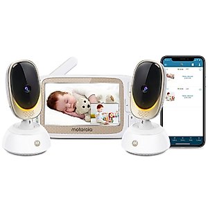 Motorola Connect85-2 Video Baby Monitor – 5’ Parent Unit and WiFi HD Viewing – Two Cameras with Mood Light, Remote Pan Scan, Digital Tilt/Zoom, 2-Way Talk, Night Vision, Temp Sensor