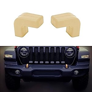 Fogfar 2 PCS Front Bumper Trailer Lid, Trailer Hook Cover, Add Cushioned Grip to Tow Strap Recovery, Compatible with 07-23 JK JL JT Wrangler (Beige)