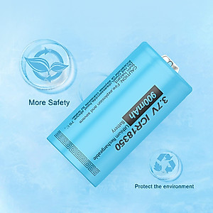 18350 3.7V 900mAh Rechargeable Battery with Button top Battery 2 Pack