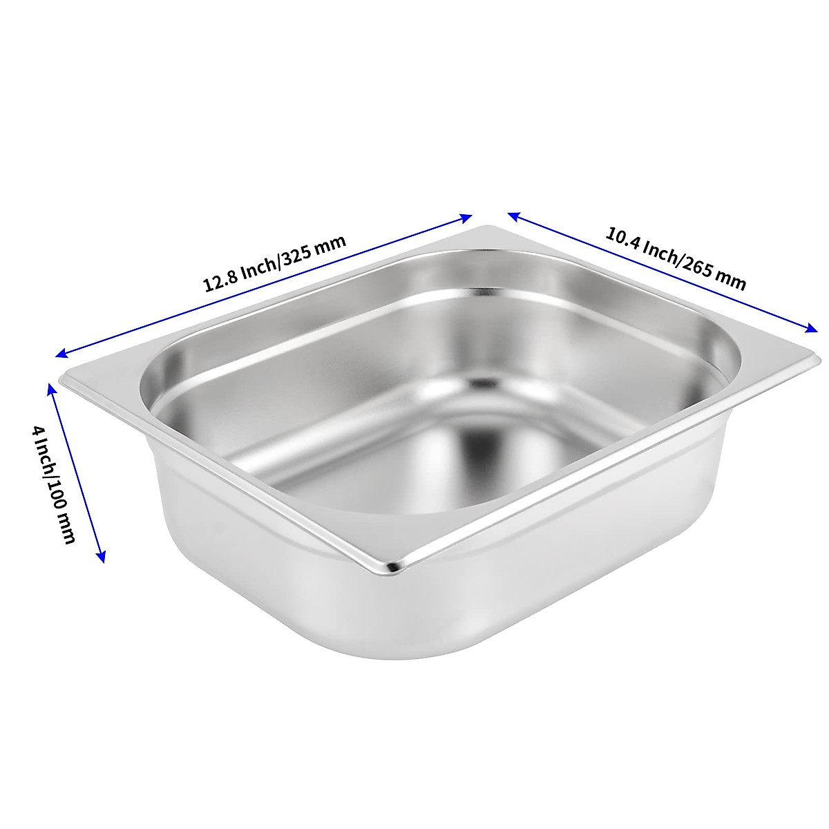 HEIHAK 4 Pack 1/2 Size x 4" Deep Steam Table Pan, Stainless Steel Steam Table Pan Hotel Pan for Hotel Family Events Personal Use