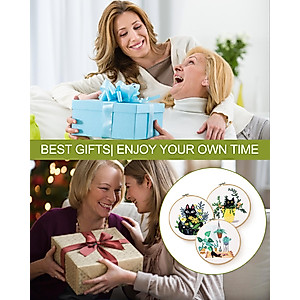 Santune 3 Pack Embroidery Kits for Adults Cross Stitch Kits for Beginners Hand Embroidery with Cat Patterns and Instructions Hobby Kits for Adults with Embroidery Hoops, Threads and Needles