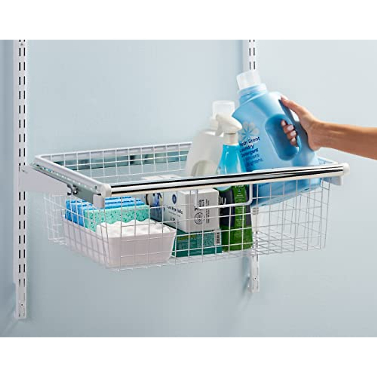 Rubbermaid Configurations Sliding Basket for Closet Drawer Organization, Sturdy Slide Out Basket, White