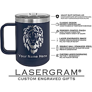 LaserGram 15oz Vacuum Insulated Coffee Mug, Sailboat, Personalized Engraving Included (Navy Blue)