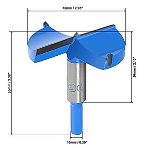uxcell Forstner Drill Bits 75mm, Tungsten Carbide Wood Hole Saw Auger Opener, Woodworking Hinge Hole Drilling Boring Bit Cutter (Blue, Gray)