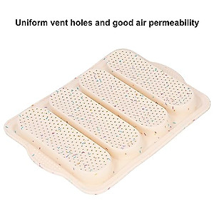 Bread Baking Pan, Insulated Handle Easy Demolding Baguette Mould Soft 4 Grooves Wearproof for Kitchen(Beige color bar)