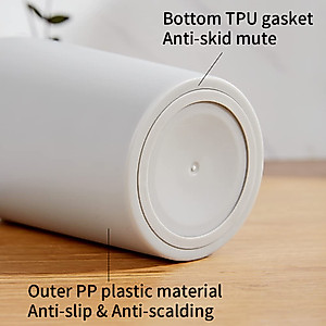 wongwongcat Drinking Cups 2PCS, Stainless Steel Coffee Cup 500 ml, Anti-Scald and Non-Slip Cup, Drinking Cup for Hot and Cold Drinks (White & Grey)