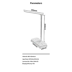 SGDSF 15W QI Quick Wireless Charger LED Desk Lamps Dimmable Eye Table Lamp Watch Charging for Home Office Light