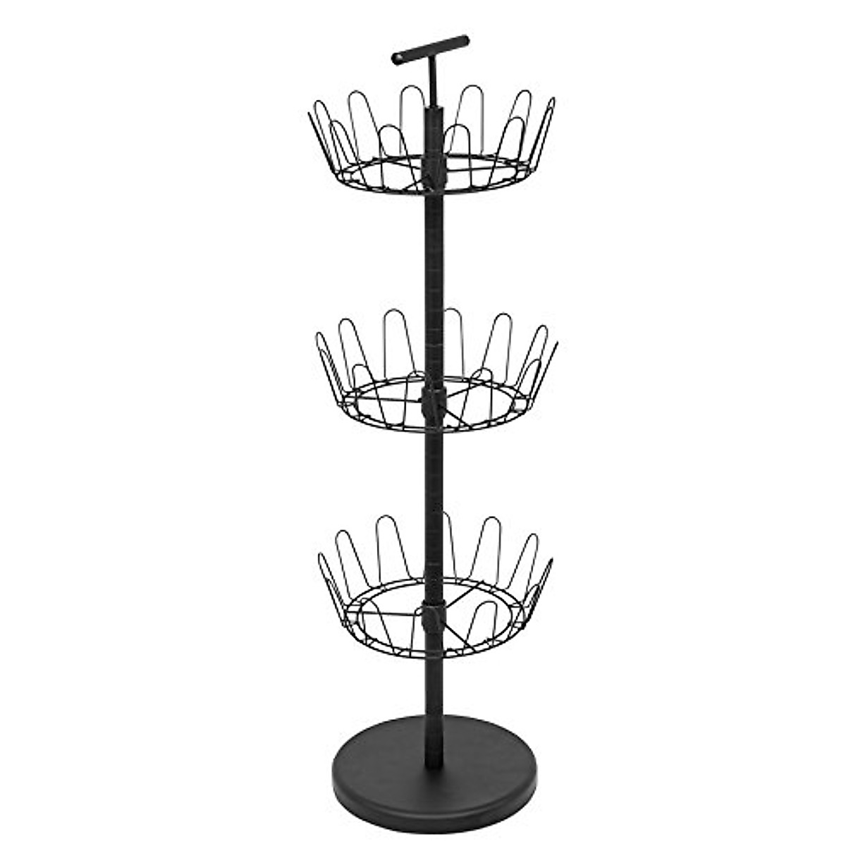 Internet's Best 3 Tier Metal Shoe Tree - Black Finish - 18-Pair Shoe Organization Rack - Storage Organizer - Free Standing Tower Weighted Base - Strong Sturdy