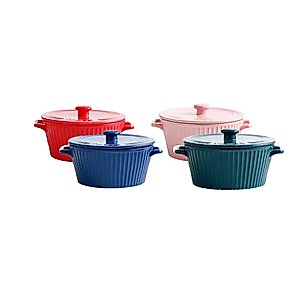 Eddie's Home ceramic round shape pot,Binaural handle,40oz-4 shine colors,for soup and steaming (Green)