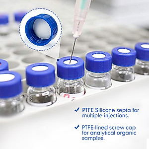 ALWSCI 9-425 HPLC Screw Thread Caps with Septa, White PTFE/Red Silicone Septa for 2ml ND9 Autosampler Vials, 100 pcs/pk