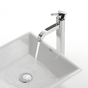 Kraus FVS-1007-PU-10CH Ramus Single Lever Vessel Bathroom Faucet with Matching Pop Up Drain Chrome