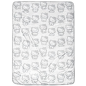 Hello Kitty White Kitties Plush Blanket - Measures 60 x 90 Inches, Kids Bedding - Super Soft Fleece Bedding
