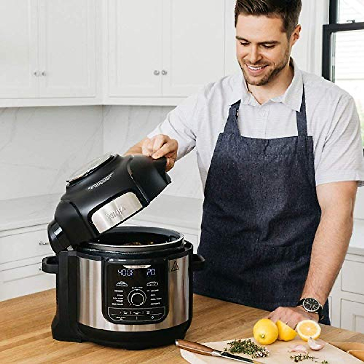 Ninja - Ninja Foodi 8qt. 9-in-1 Deluxe XL Pressure Cooker & Air Fryer - Stainless Steel/Black (Renewed)