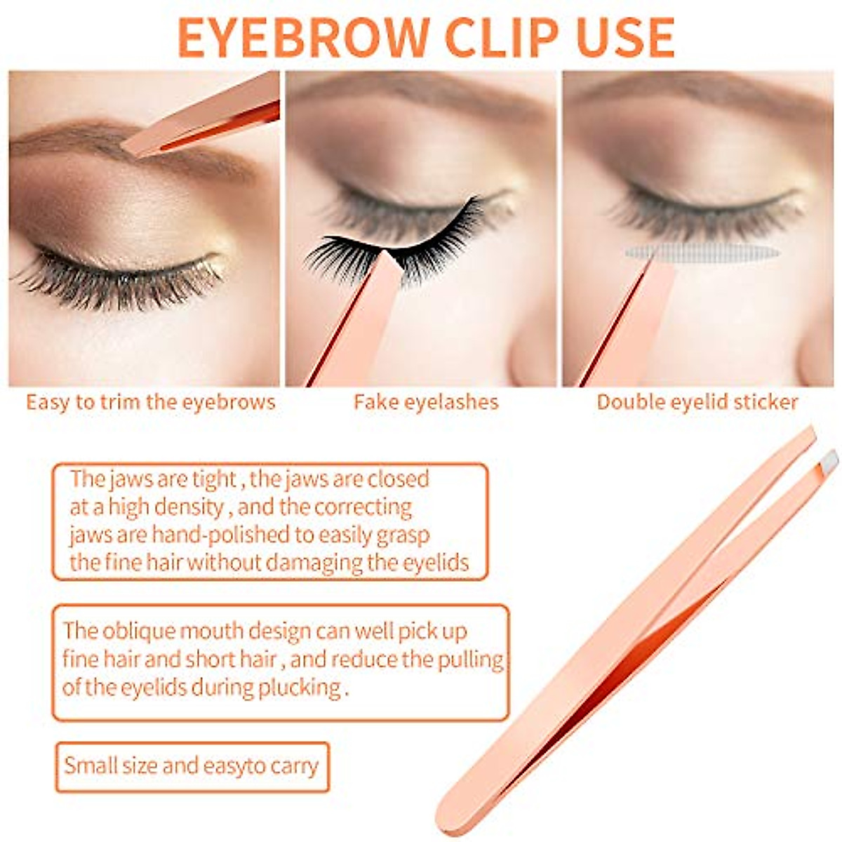 Yiwoo 5 Pieces Eyelash Applicator Tool，False Eyelashes Applicator,Eyelashes Tool,Eyelashes Curlers,Curved Eyelash Curler(Rose Gold）