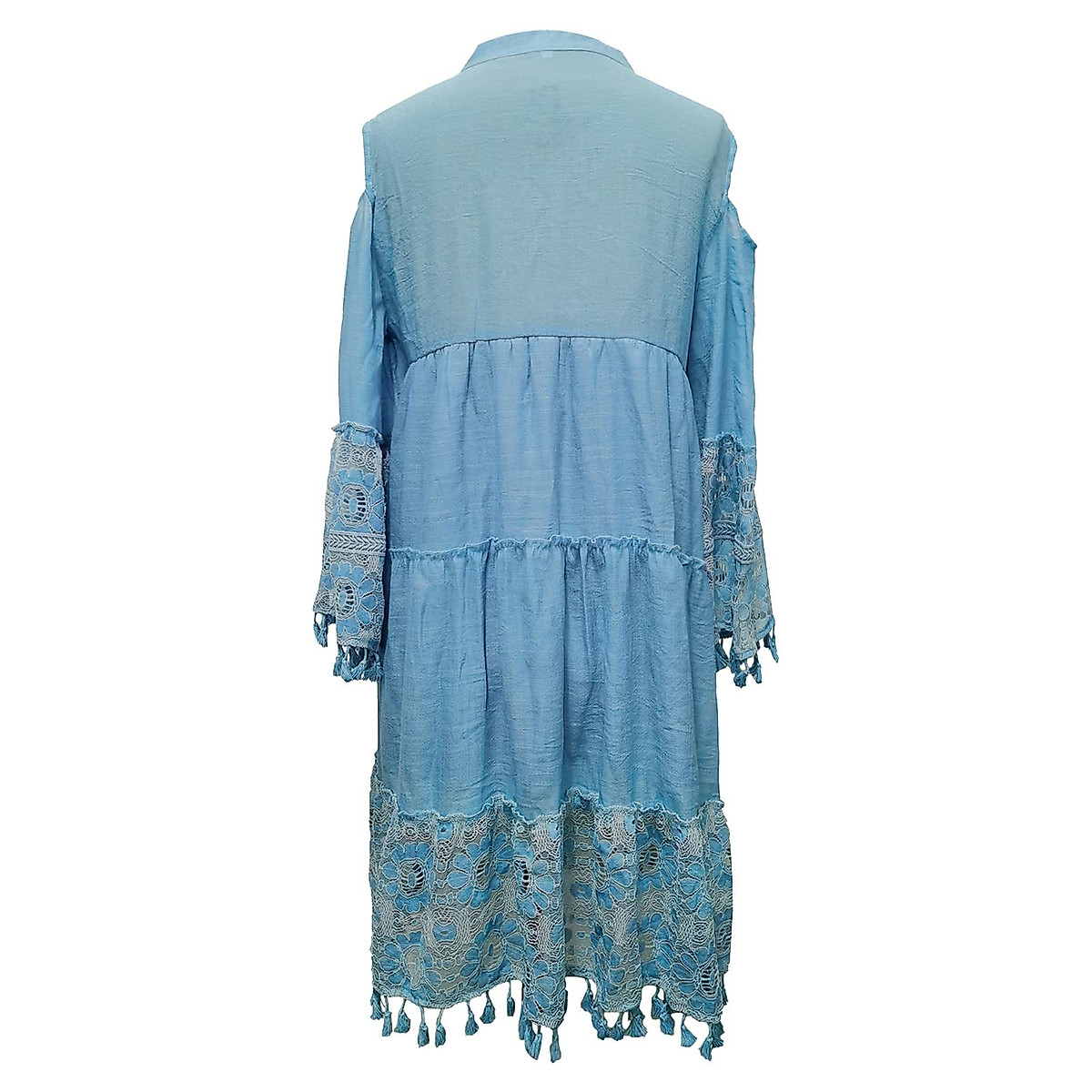 Long Dresses for Women Wedding Guest Ladies Lace Tassel Hollow Stitching Sunscreen Blouse Casual Dress