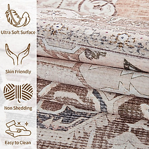 CORBGRUGRS Bohemian Area Rug (Ginger/Beige, 8'x10') Washable Rug 8x10, Kitchen Rugs Non Slip Washable for Bedroom Living Room Dining Room