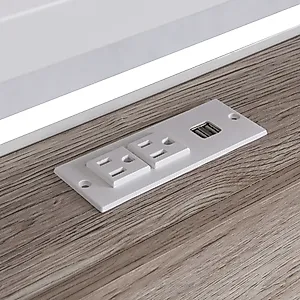 CITYLIGHT Metal Bed Frame Queen with Two Drawers, Queen Size Storage Bed with Sockets, USB ports and Slat Support,No Box Spring Needed,Easy Assembly,White