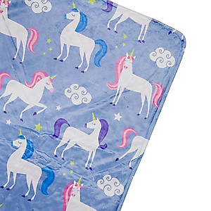 Wildkin Plush Throw Blanket for Boys and Girls, Perfect for Cozy Cuddles and Travel Blanket for Kids, Super Soft and Breathable Plush Blankets, Measures 60 X 40 Inches (Unicorn)