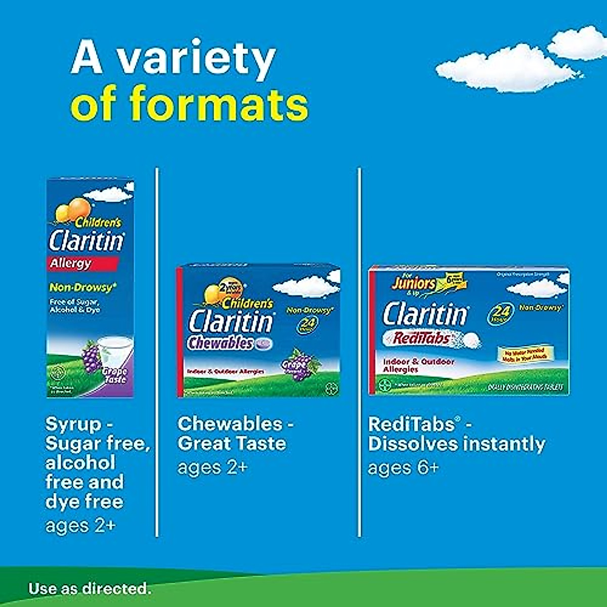 Claritin 24 Hour Allergy Relief - Grape Flavored - Non Drowsy Liquid Antihistamine for Kids, Dye, Alcohol, and Sugar Free Medicine For Children 2 Aged Years and Older