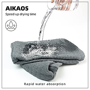 AIKAOS Microfiber Hair Towel Wrap for Women and Men,2 Button-Loop Closure,Super Absorbent Quick Hair Drying Waffle Weave Towels for Drying Curly, Long,Thick Hair ((Grey))