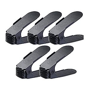 HTLLT Practical and Convenient Shoe Slots Organizer Adjustable Shoe Racks Space Saver Shoe Holder 5 Piece Set,Black