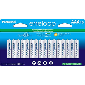 Eneloop Panasonic AAA 2100 Cycle Ni-MH Pre-Charged Rechargeable Batteries, 16 Pack & BQ-CC55SBA Advanced Individual Battery 3 Hour Quick Charger with 4 LED Charge Indicator Lights, White
