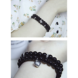 Healing Bracelets for Women - Black Obsidian Bracelet - Healing Prayers Crystal Bracelet, 8mm Natural Stone Stress Relief Yoga Beads Get Well Soon Gifts