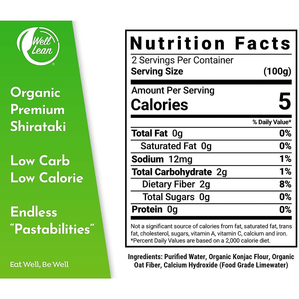 Well Lean Konjac Rice Keto Pasta - Low Carb Keto Rice Plant Based 100% - USDA Organic Premium Konjac Shirataki Rice - Low Carb Rice - Keto Rice Carb Free, No Carb Rice Alternative, 6 Pack, 12 Servings