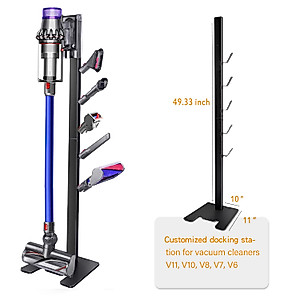 XIGOO Storage-Stand-Docking-Station-Holder Compatible with V15 Detect V11 V10 V8 V7 V6 Cordless Vacuum Cleaners & Accessories, Stable Metal Bracket Organizer Rack, Brushed Black