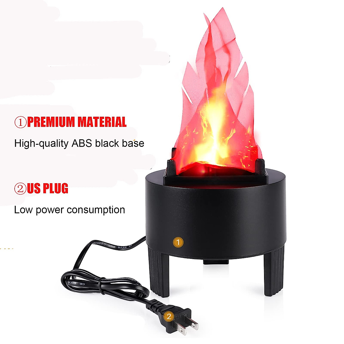 Electronic LED Fake Fire Flame Simulated Flame Effect Light No Heat Base Support Halloween Artificial Flame 3D Campfire Centerpiece for Christmas, Festival Night Clubs (3D Triangle Flame)