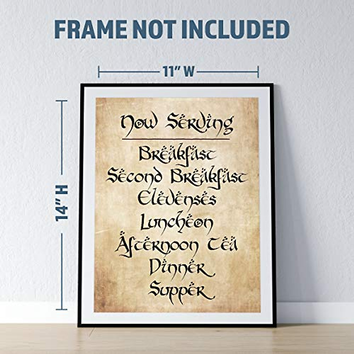 Daily Meals Menu Wall Print - Fan Inspired Home Wall Decor - Second Breakfast Kitchen Sign - Perfect Gift for LOTR Fans - 11x14 - Unframed