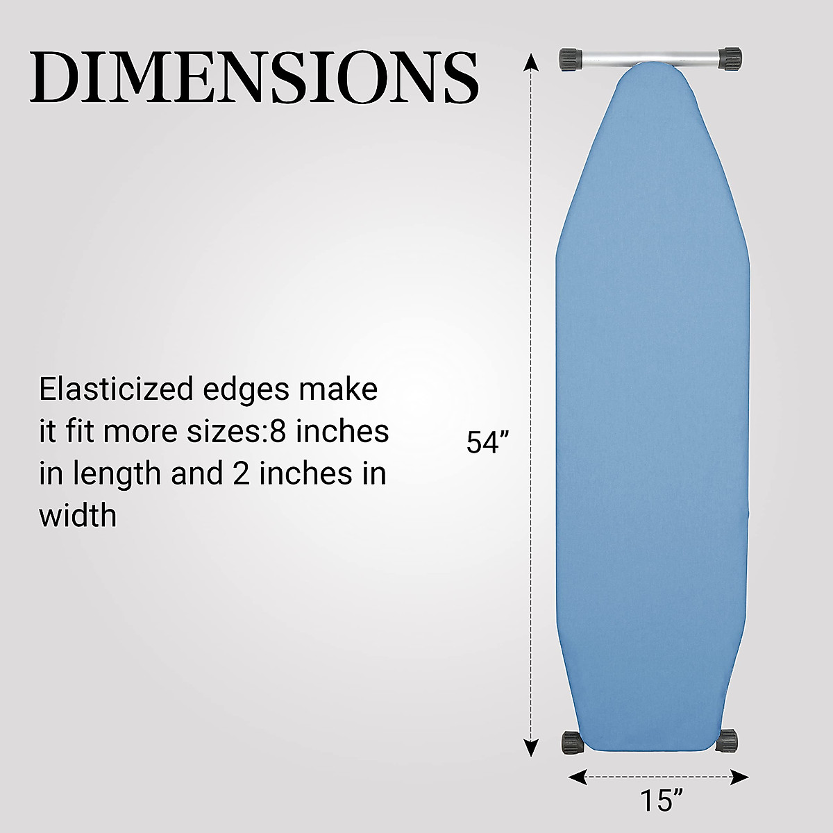 ZOES HOMEWARE Ironing Board Cover and Pad | 100% Cotton Cover with Padding Standard Size with Aluminum Coating | Heat-Reflective Ironing Board with Elastic Edges Set | 54"x15" Blue